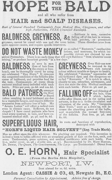 Victorian London - Health and Hygiene - Quackery - advertisements